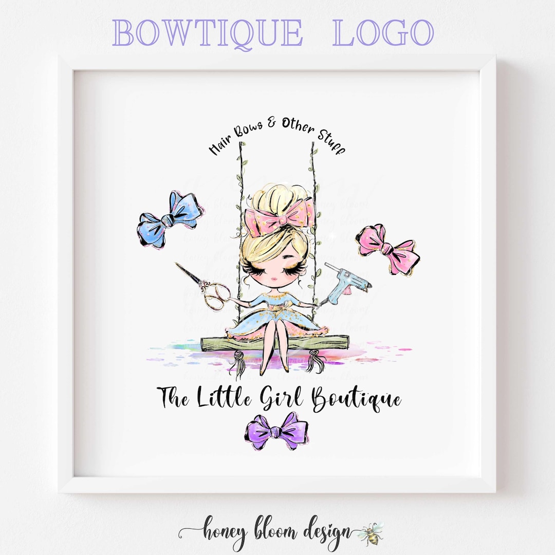 Handmade Bows Logo | Blonde Hair Cutie on Swing Logo | Bows Hair ...