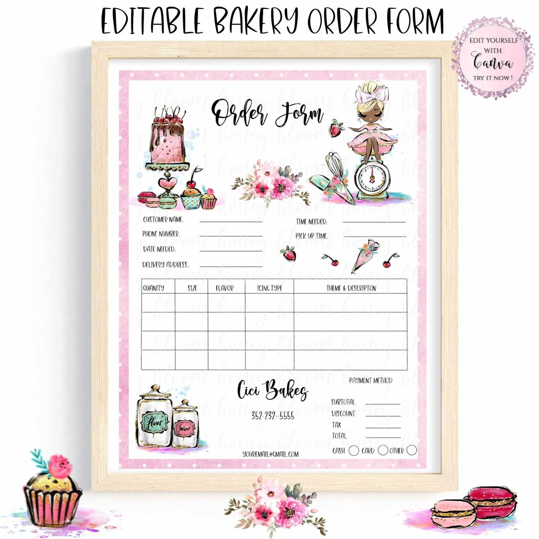 Dark Skin Blonde Cutie Bakery Order Form, Specialty Cake Cupcake ...