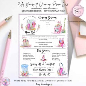 Colorful Cleaning Info Flyer | Pink Vacuum Bucket With Cleaning Tools ...
