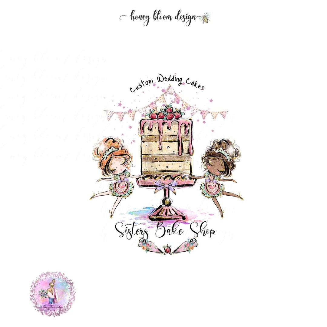 Two Glam Girls Custom Cake Bakery Wedding Cake Bakery Logo - Etsy