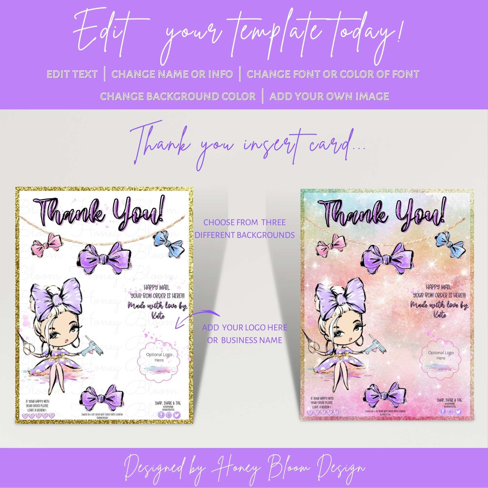 Handmade Bows Thank You Card Blonde Hair Cutie on Bow Card - Etsy