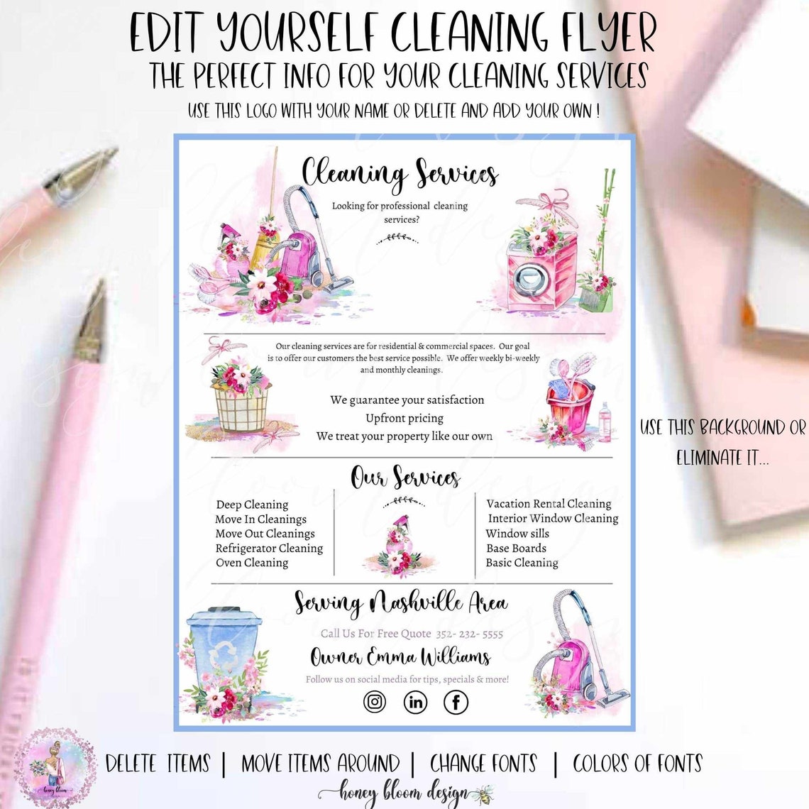 Vacuum Cleaning Flyer , Cleaning Supplies Info Flyer , Colorful ...