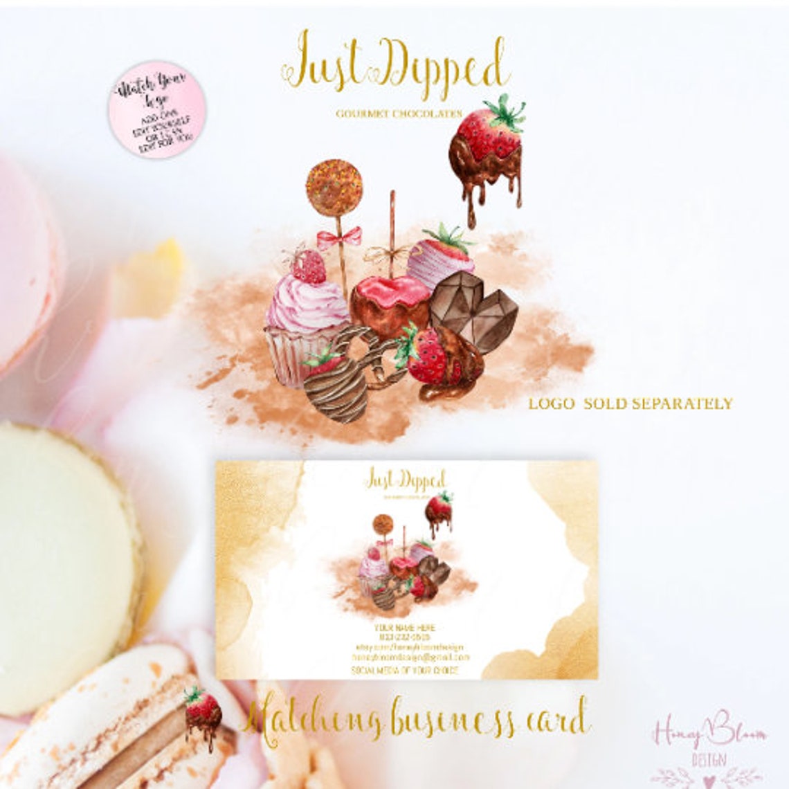 Chocolate Dipped Card, Chocolate Strawberry Business Card, Chocolate ...