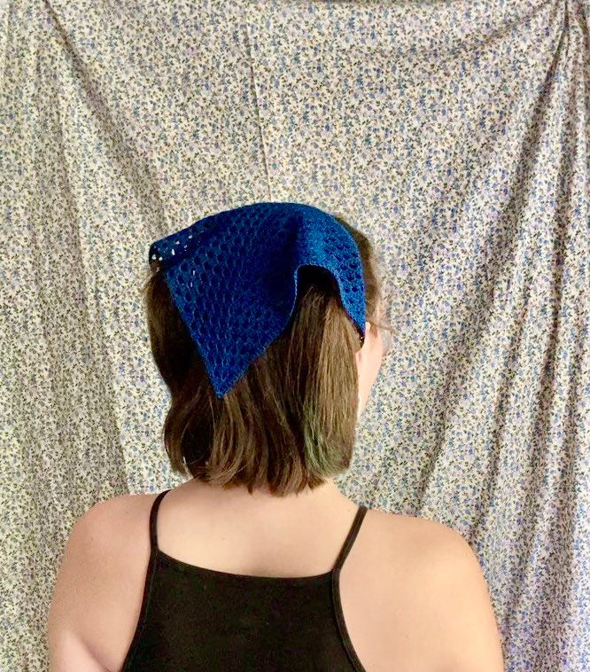 Juniper Hair Kerchief in Indigo hand Crocheted 100% Deep Navy - Etsy