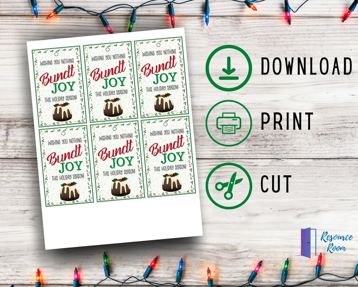 Christmas Bundt Cake Gift Tags, Printable Holiday Tags (PDF) - Etsy