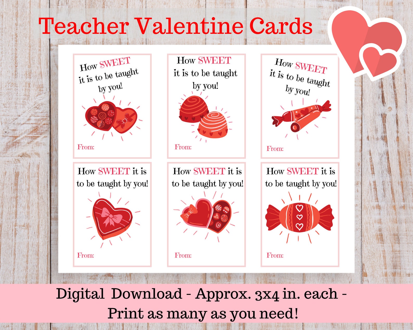 Teacher Valentine Cards: "how Sweet It is to Be Taught by You ...