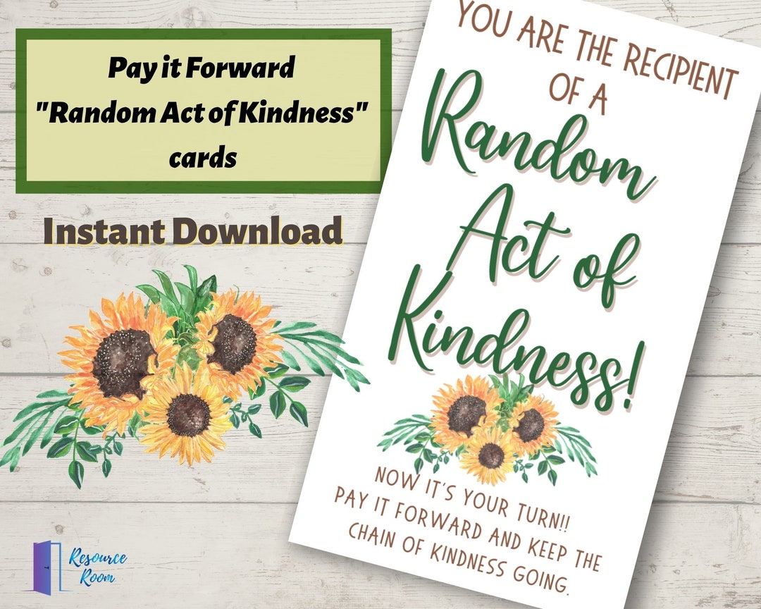 Sunflower Random Act of Kindness Cards (printable PDF) - Etsy