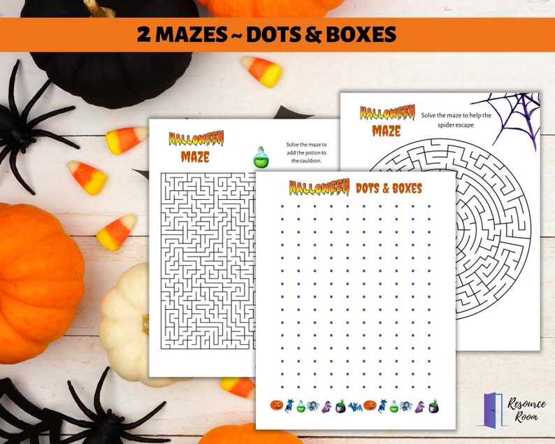 Printable Halloween Game Bundle: Maze, Cryptogram, Word Games (PDF) - Etsy