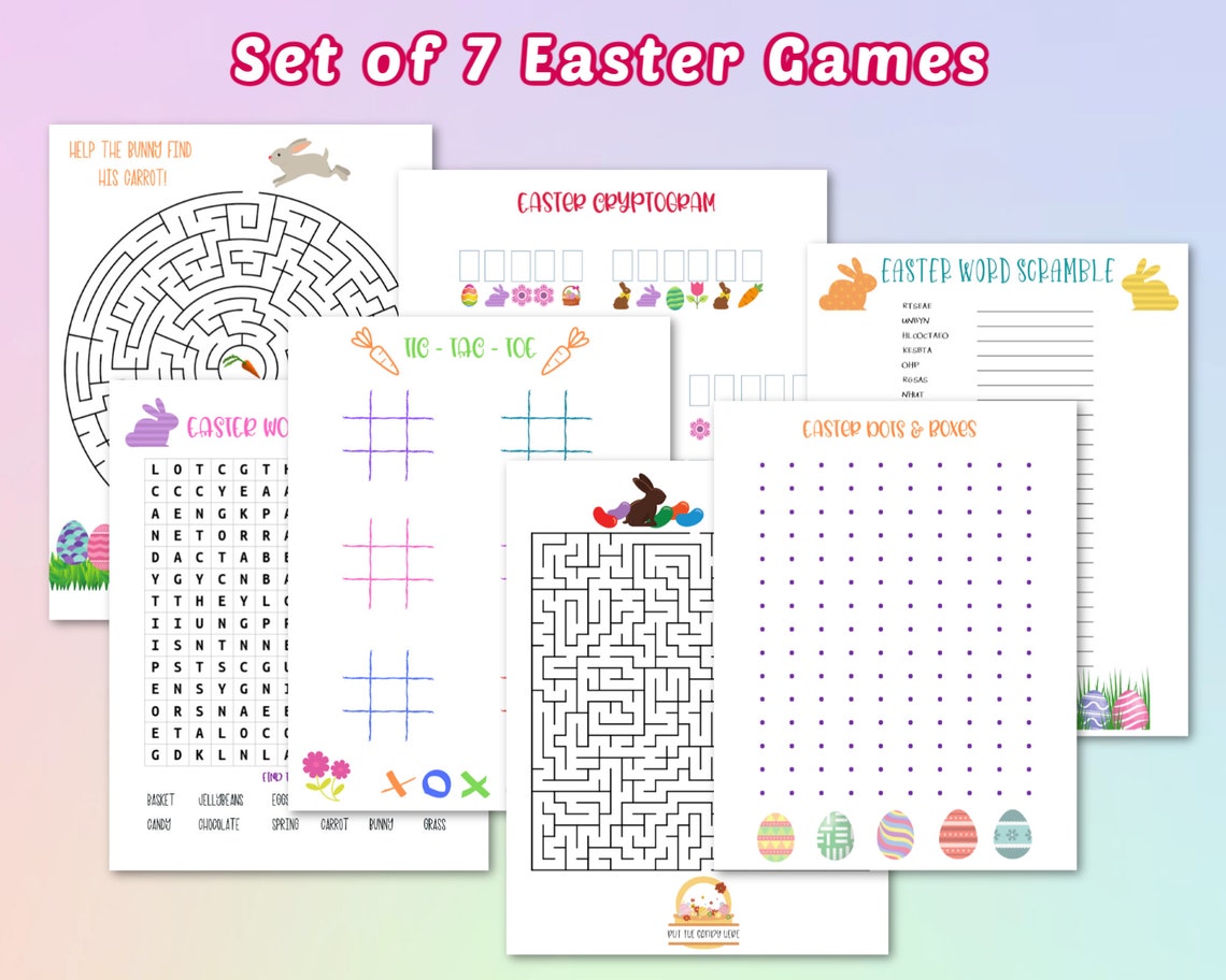 Easter Game Bundle, Printable, Easter Maze, Cryptogram, Word Search ...