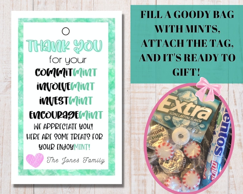 Mint Appreciation Gift Tags: Editable Thank You Tags (digital Download ...