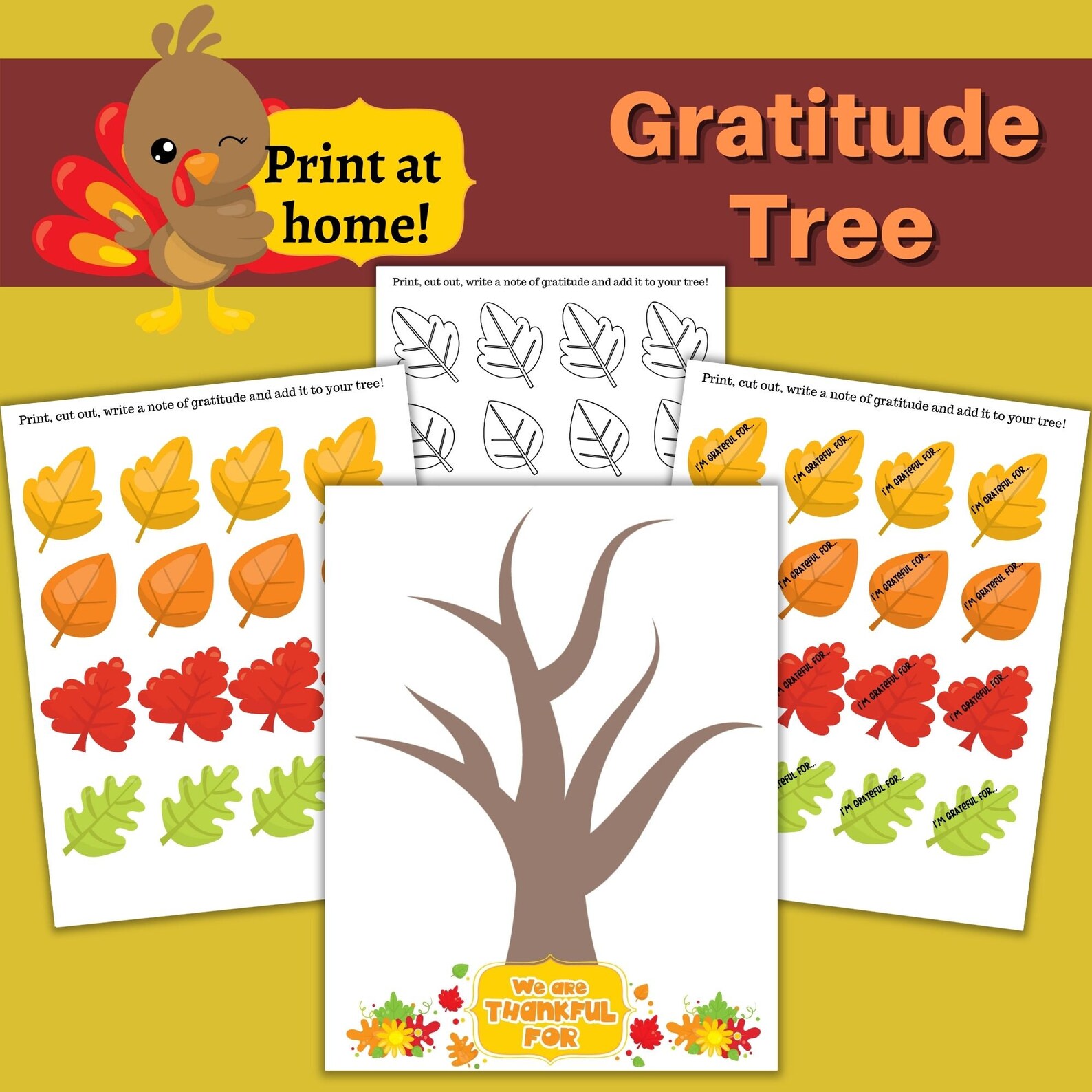 Thanksgiving Gratitude Tree: Kids Activity, Printable (digital Download ...