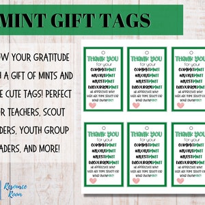 Editable Mint Appreciation Gift Tags: Printable Thank You Tags - Etsy