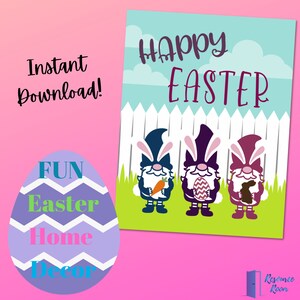Happy Easter Gnomes; Digital Download; Printable Easter Decor - Etsy