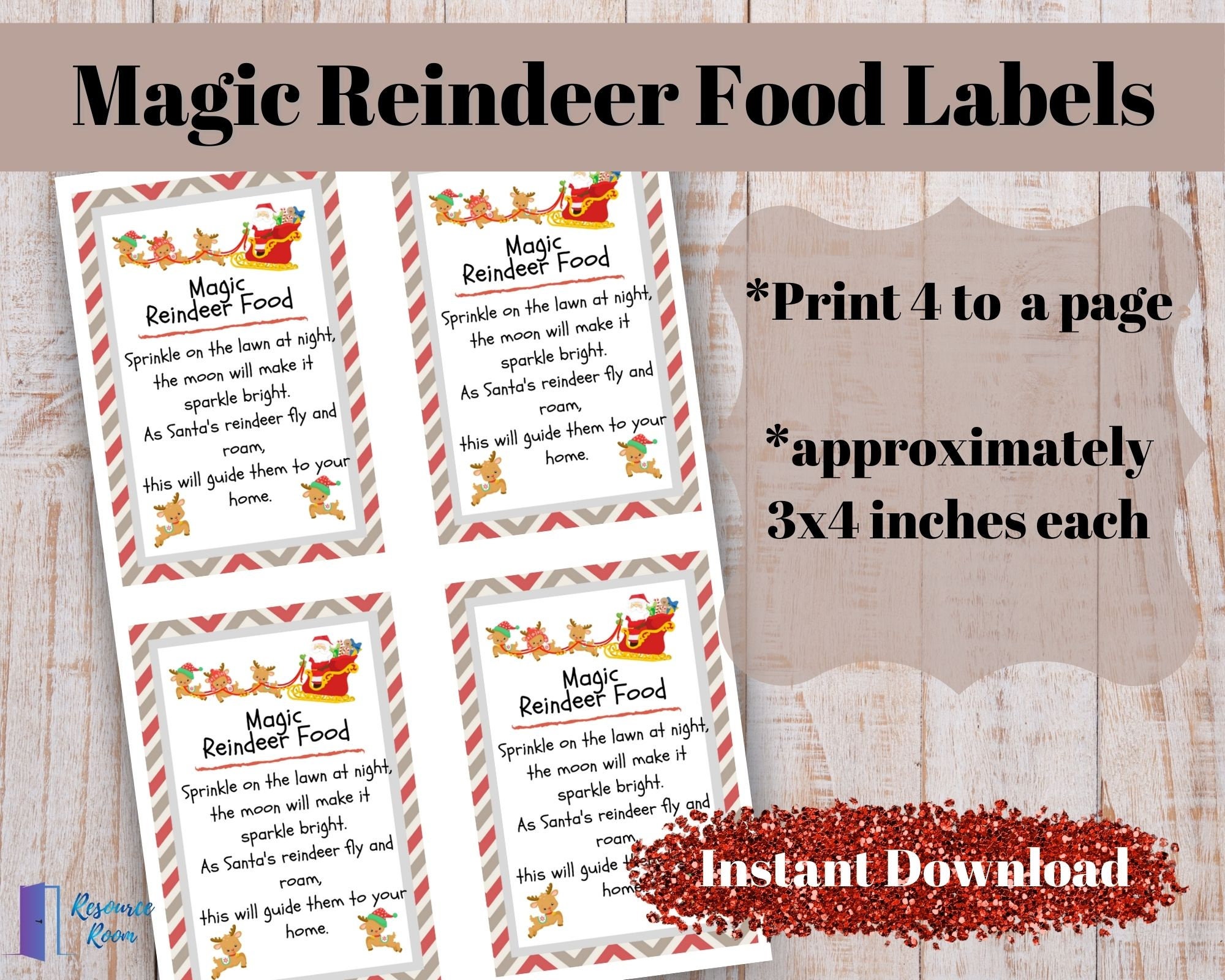 Magic Reindeer Food INSTANT DOWNLOAD Printable Treat Bag Topper & Label ...