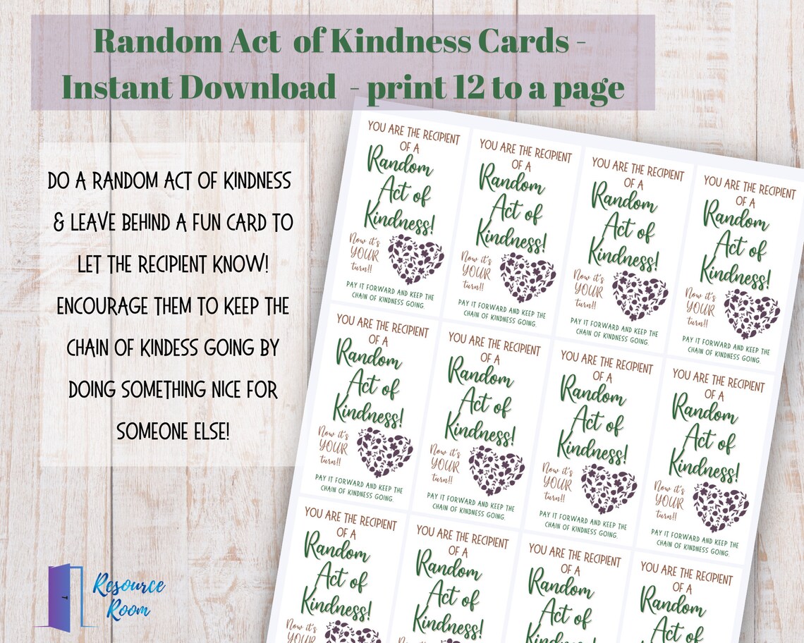 Random Act of Kindness Cards Pay It Forward Kindness Printable Acts of ...