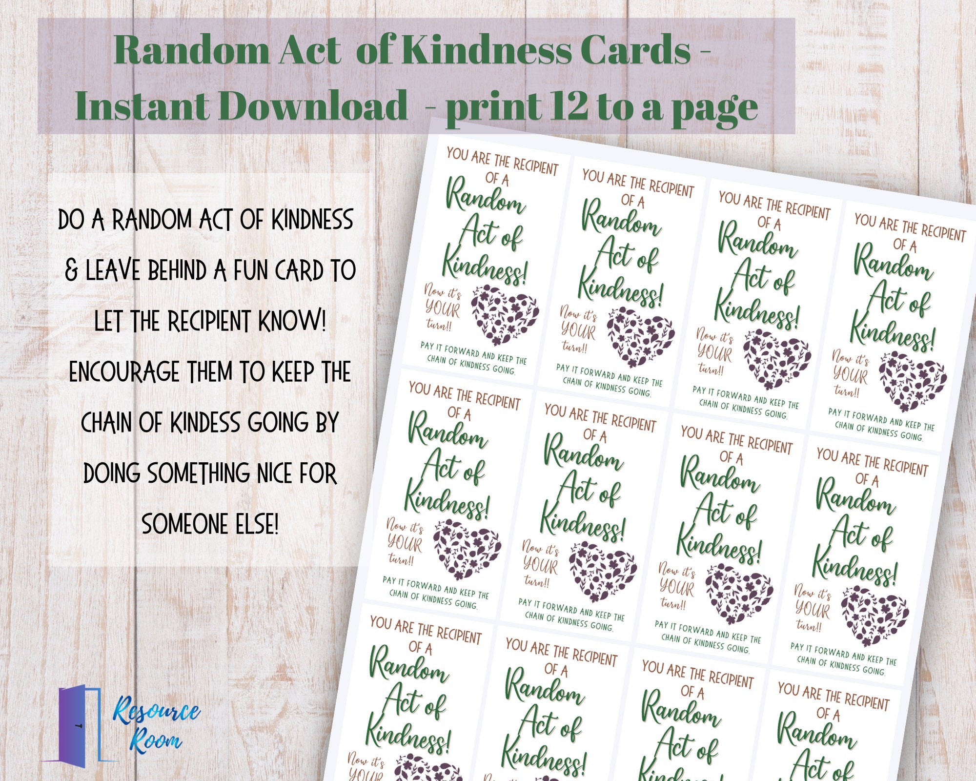 Random Act of Kindness Cards Pay It Forward Kindness Printable Acts of ...