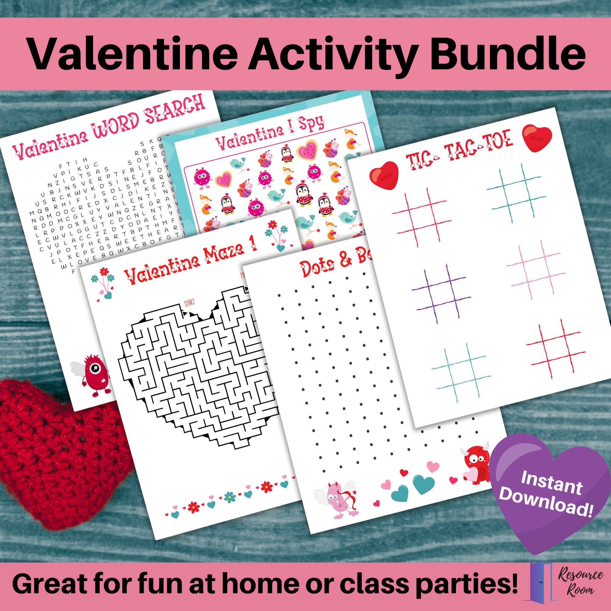 Valentine Game Bundle for Kids, Printable Valentine's Day Party Games ...