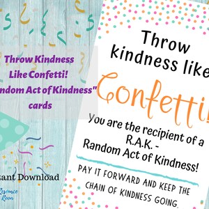Throw Kindness Like Confetti Random Act of Kindness Cards - Etsy