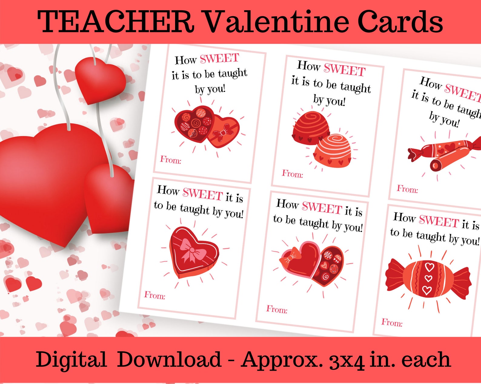 Teacher Valentine Cards: "how Sweet It is to Be Taught by You ...