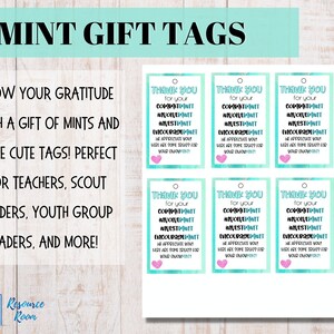 MINT Appreciation Gift Tags, Editable Mint Gift Tags, Printable Mint ...