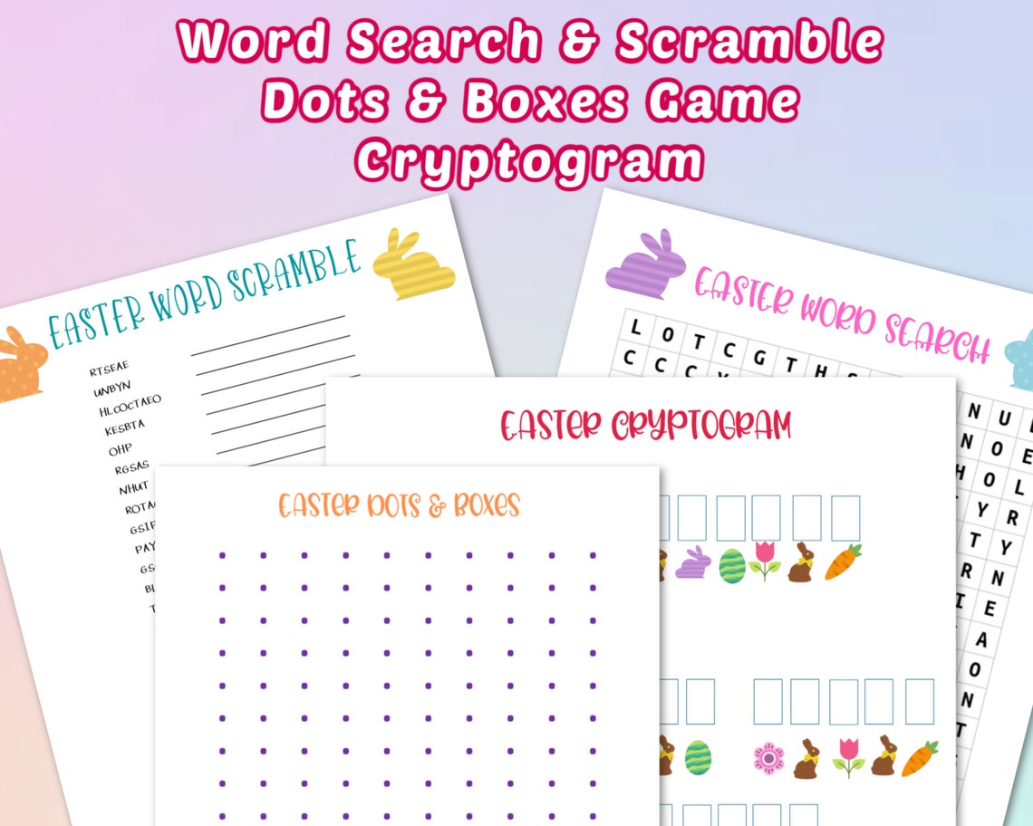 Easter Game Bundle, Printable, Easter Maze, Cryptogram, Word Search ...