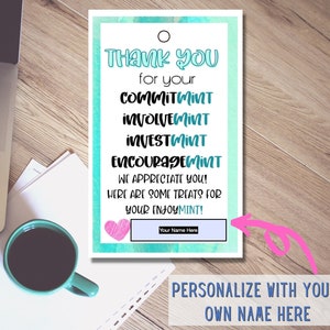 MINT Appreciation Gift Tags, Editable Mint Gift Tags, Printable Mint ...