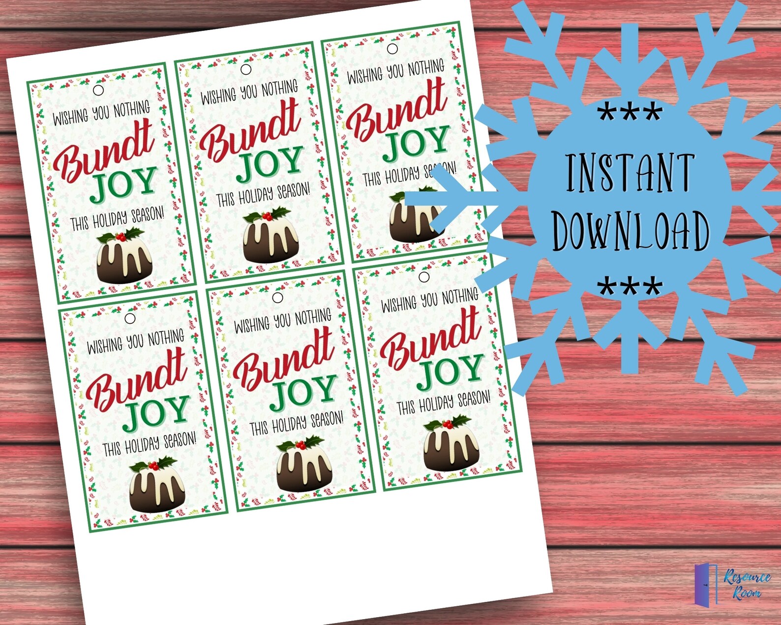 Bundt Cake Gift Tags, Nothing Bundt Joy Tags, Teacher Appreciation, PTO ...