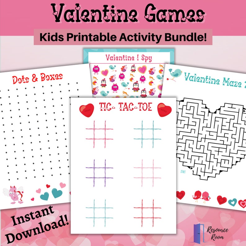 Valentine Game Bundle for Kids, Printable Valentine's Day Party Games ...