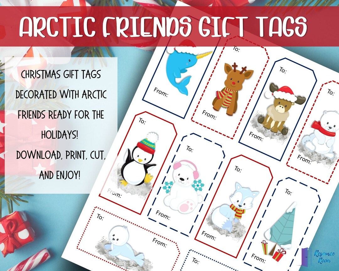 Christmas Arctic Animals Gift Tags: Printable Winter Holiday Tags (PDF ...