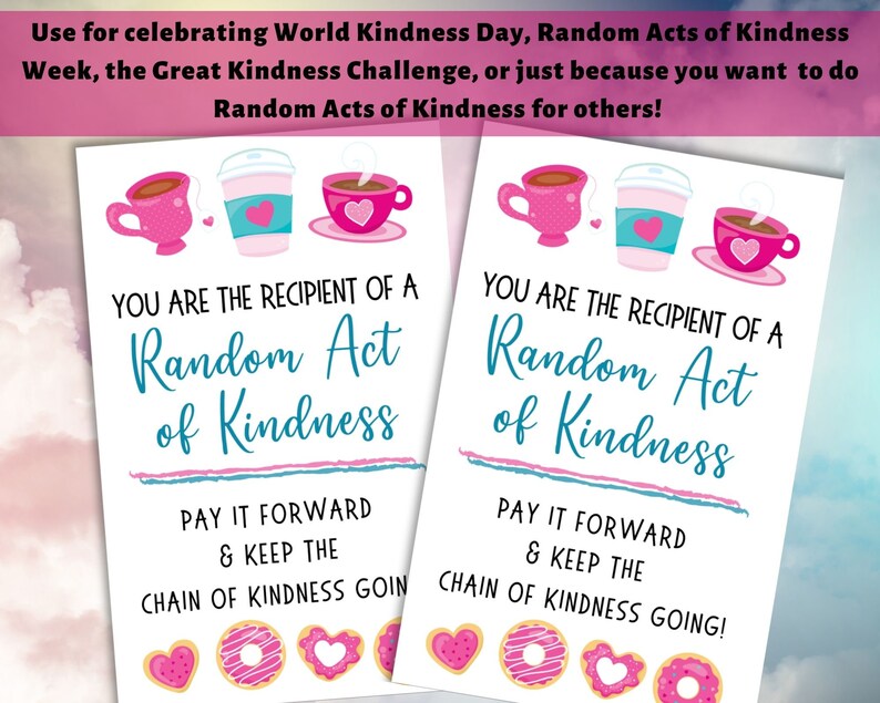 Random Act of Kindness Card Kindness Coffee Cards Heart RAK Cards - Etsy