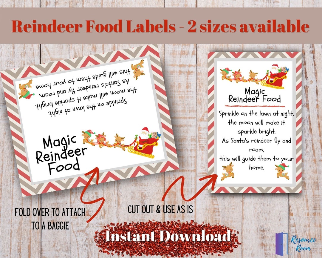 Magic Reindeer Food INSTANT DOWNLOAD Printable Treat Bag Topper & Label ...