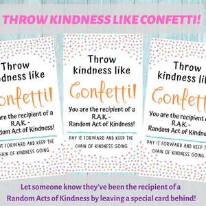 Throw Kindness Like Confetti Random Act of Kindness Cards - Etsy