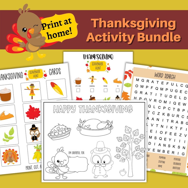 Thanksgiving Activity Bundle Word Search Scavenger Hunt - Etsy