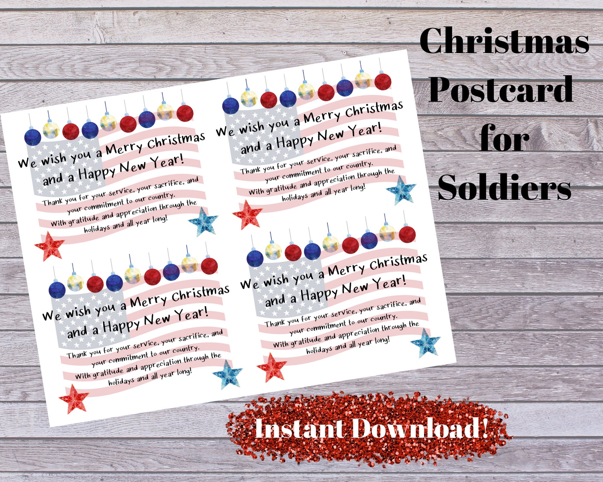 Soldier - Military Christmas Card - 4 to a Page - Digital Download - Etsy