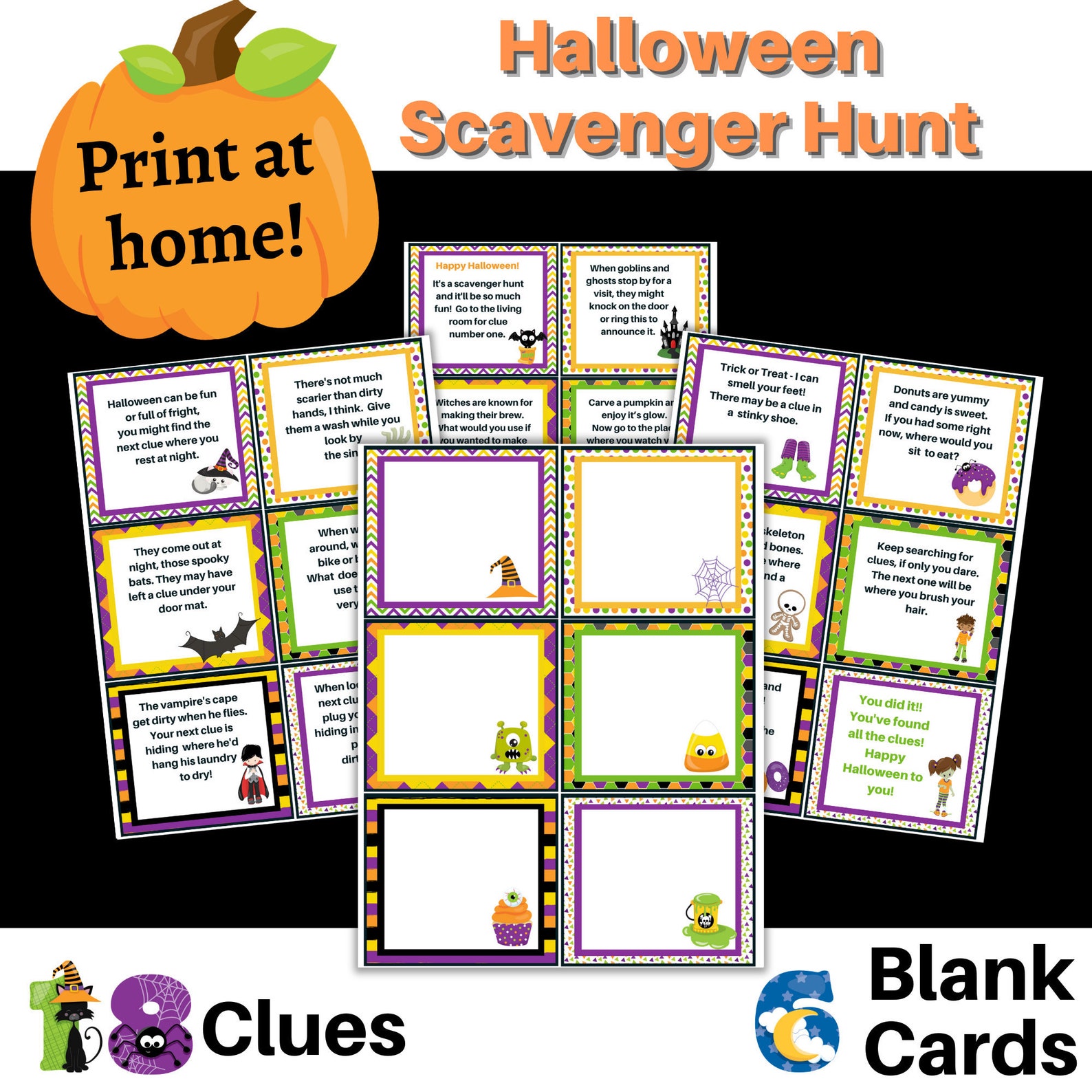 Halloween Scavenger Hunt Cards - Printable Halloween Scavenger Hunt ...