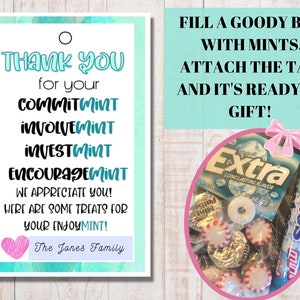 Mint Appreciation Gift Tags: Editable Thank You Tags - Etsy