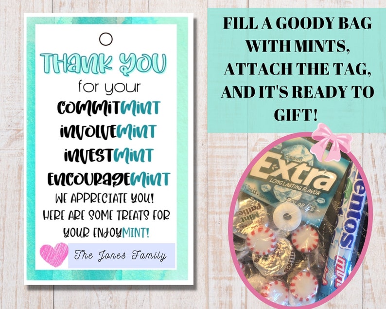Mint Appreciation Gift Tags: Editable Thank You Tags - Etsy