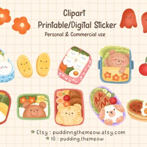 Cute Bento/lunch Box Clipart | Printable Digital Sticker | Cute Clipart ...