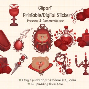 Cute Vampire Clipart | Printable Digital Sticker | Halloween Clipart ...