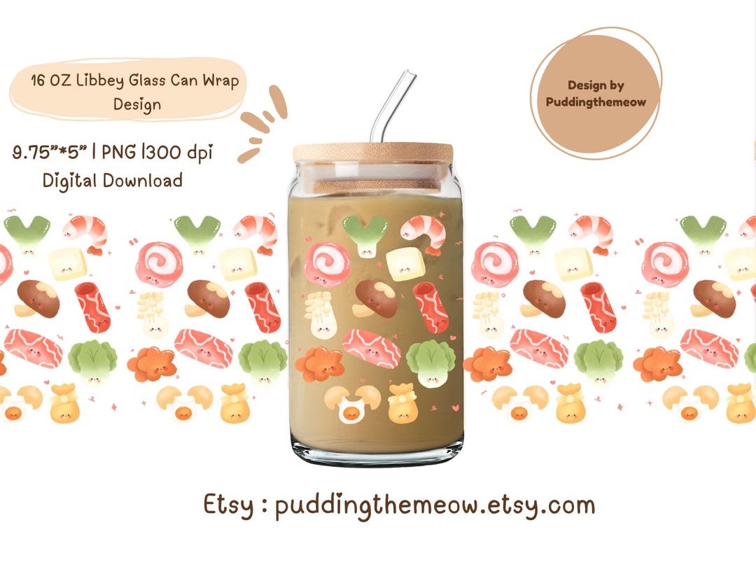 Hot Pot Glass Can Wrap PNG | 16 Oz (digital Download) - Etsy