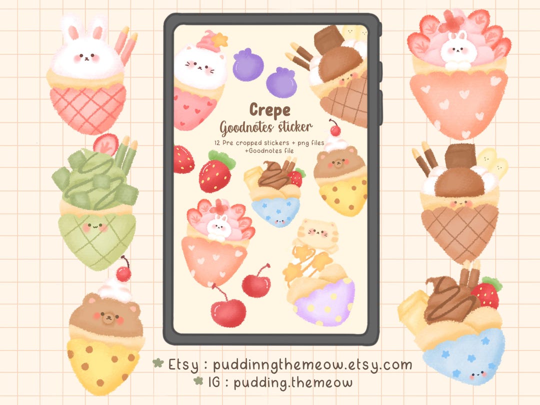 Cute Crepe Pre Cropped Goodnotes Sticker | Cute Digital Sticker | PNG ...