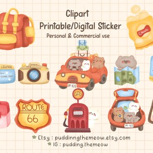 Cute Road Trip Clipart | Cute Printable Digital Sticker| Clipart PNG ...