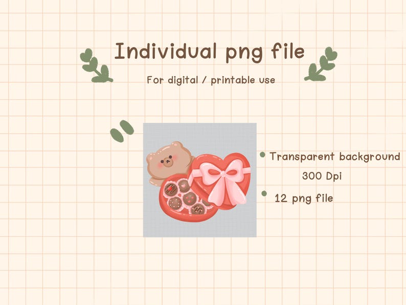 Valentines Chocolate Clipart PNG | Kawaii Bear Printable Planner ...
