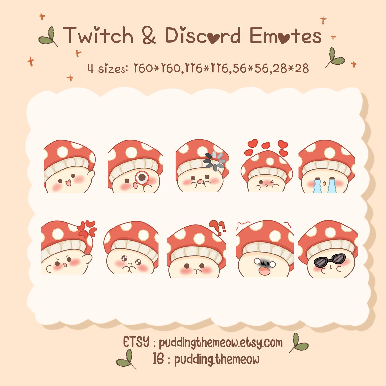 Mushroom Twitch | Discord | Youtube Emotes Pack (10) - Etsy