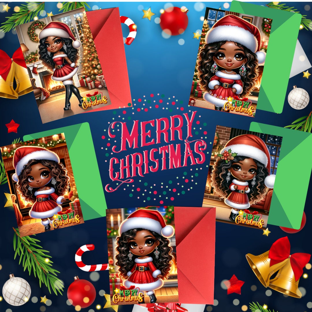Chibi Girl Christmas Card | Holiday Card | Digital Download | Greeting ...