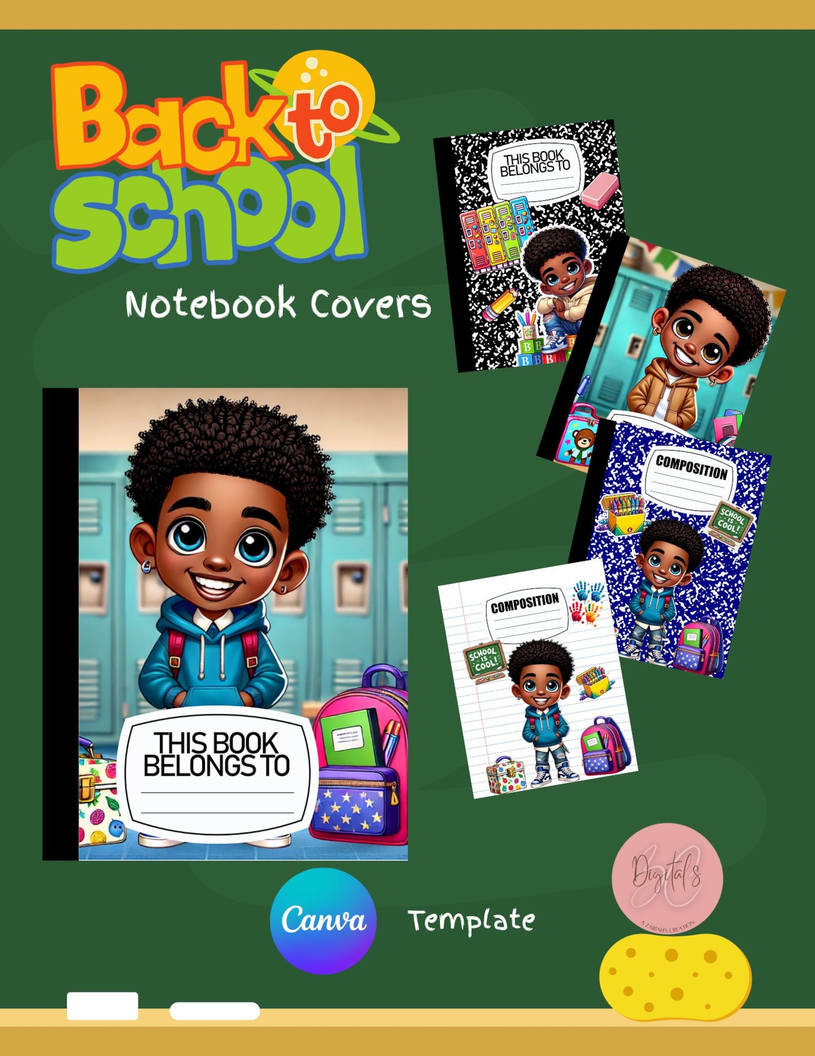 Editable Canva Notebook Cover Templates – 5 Back-to-school Printables ...