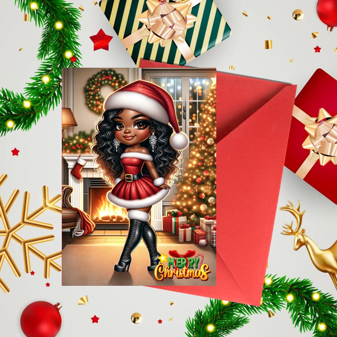 Chibi Girl Christmas Card | Holiday Card | Digital Download | Greeting ...