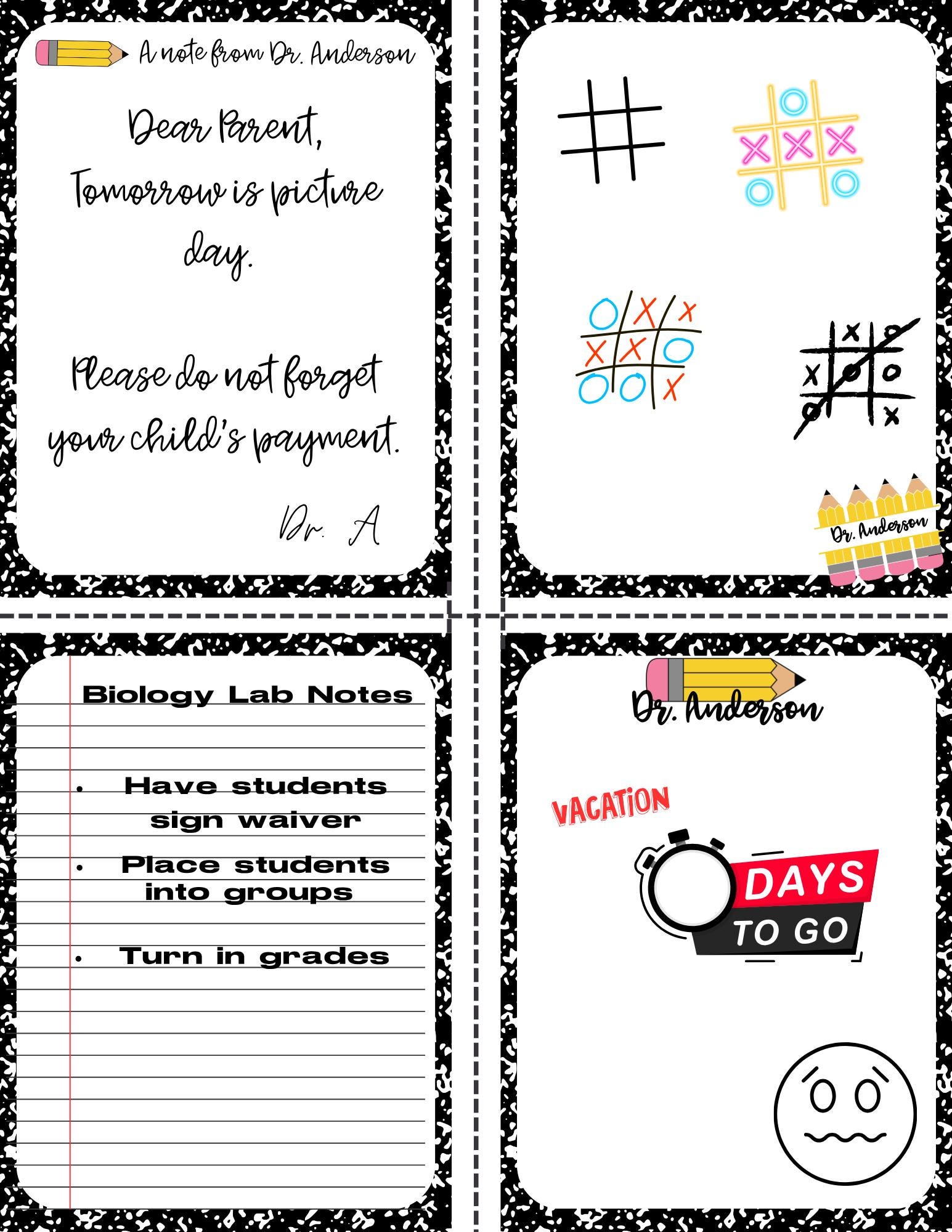 Printable Teacher Notes Printable | Canva Download | Template | Teacher ...