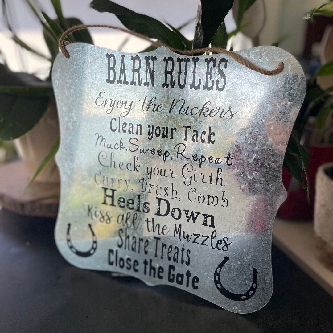 Barn Rules Funny Wall Decor Horse Gift Horse Decor Farmhouse Hanging ...