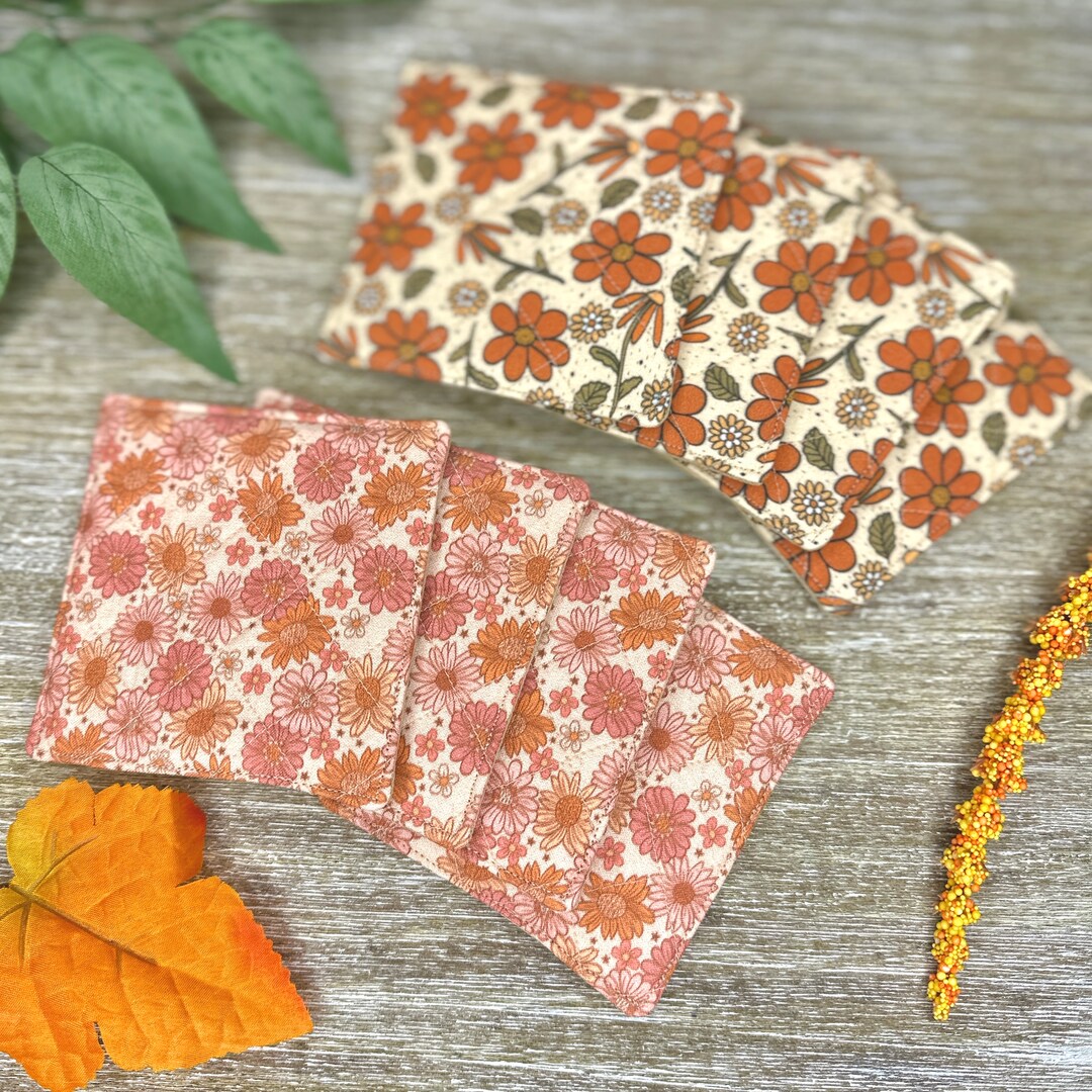 Fall Coaster Quilted Fabric Coaster Halloween Set of 4 Floral Decor ...